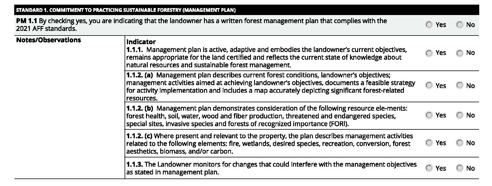 tree farm inspection form standard 1 | N.C. Tree Farm Program, Inc.
